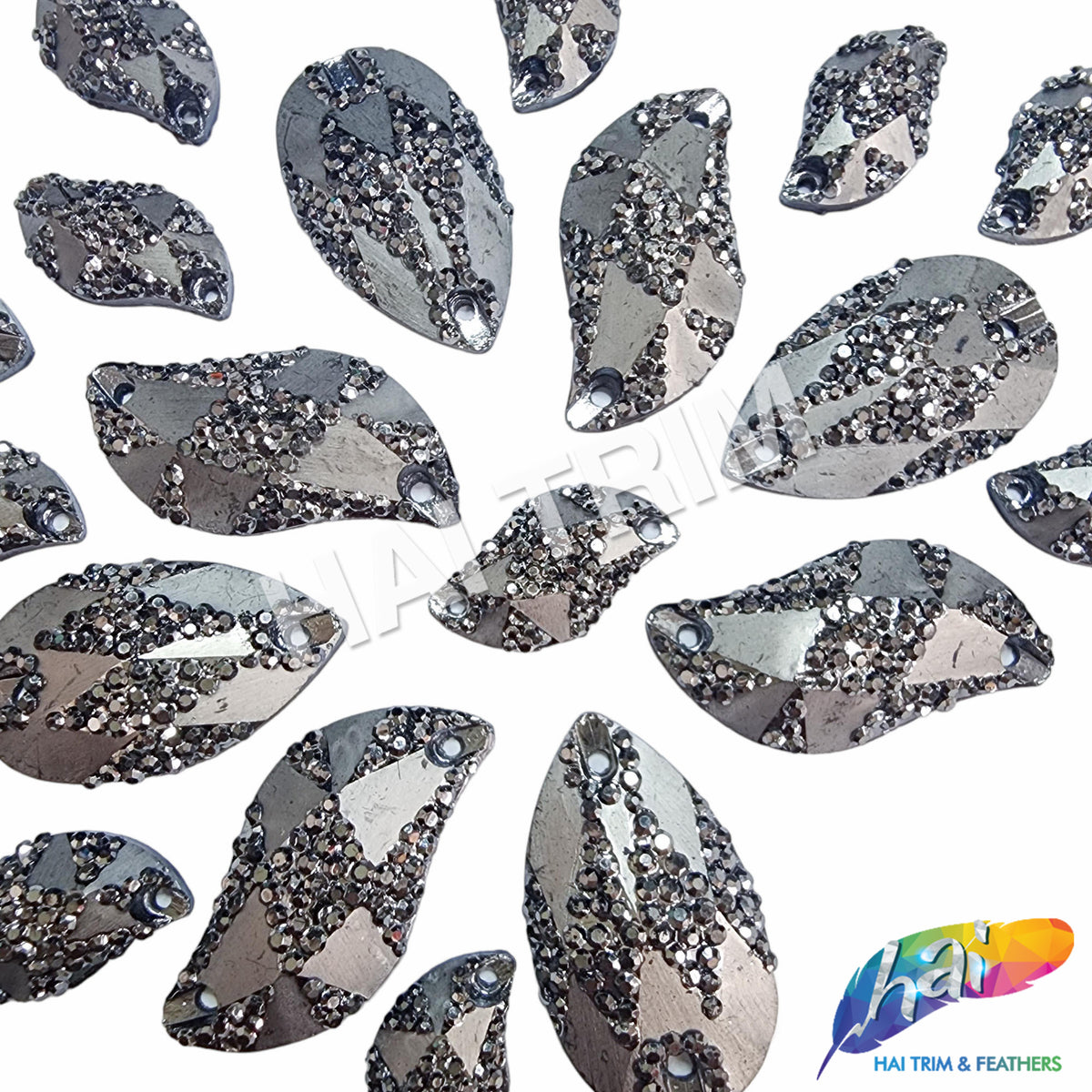 Gunmetal Meteorite Textured Resin Stones – Hai Trim & Feathers