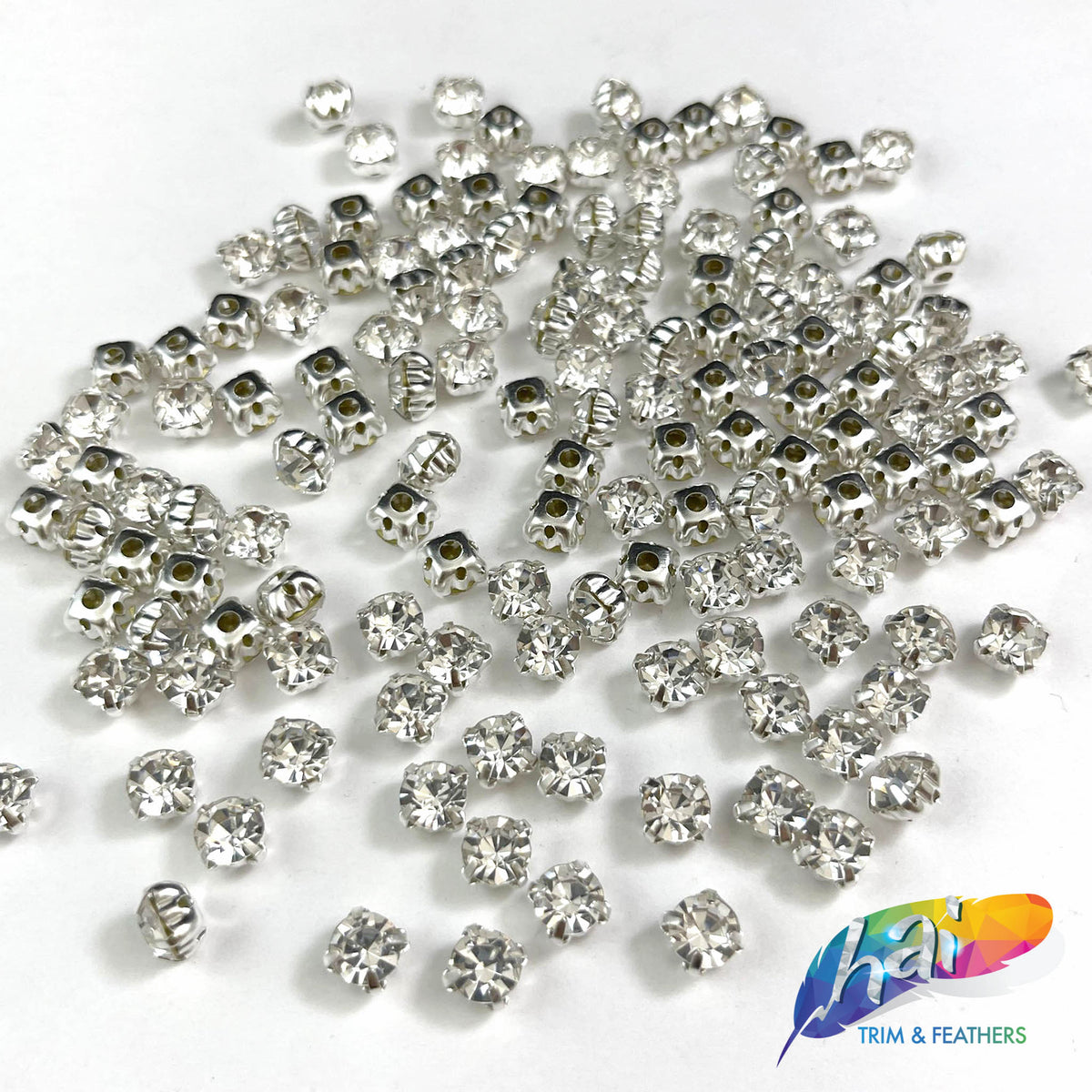 28ss Crystal Sew-on Rhinestone w/ Silver Metal Setting (144 pieces ...