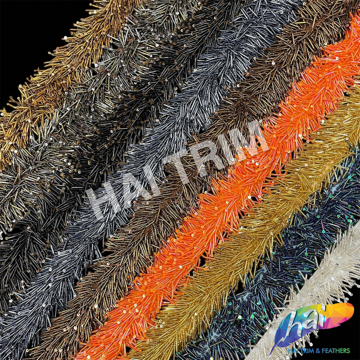 1" Clustered Dangling Beaded Sequins Trim on Felt, ACR-084 – Hai Trim ...