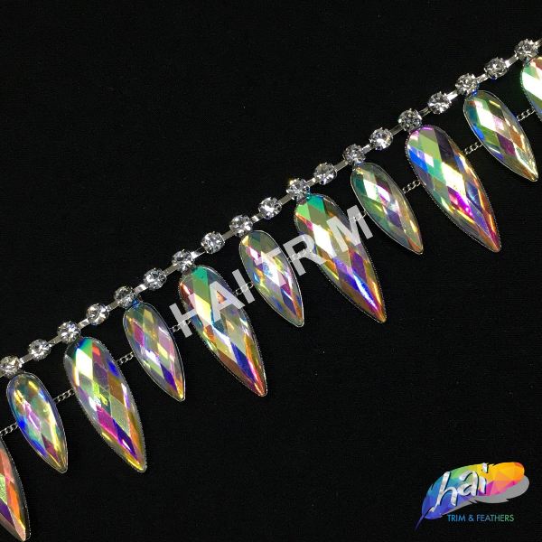 1 3/8" Dangling Iridescent Teardrop Rhinestone Trim, ACR-021 – Hai Trim ...