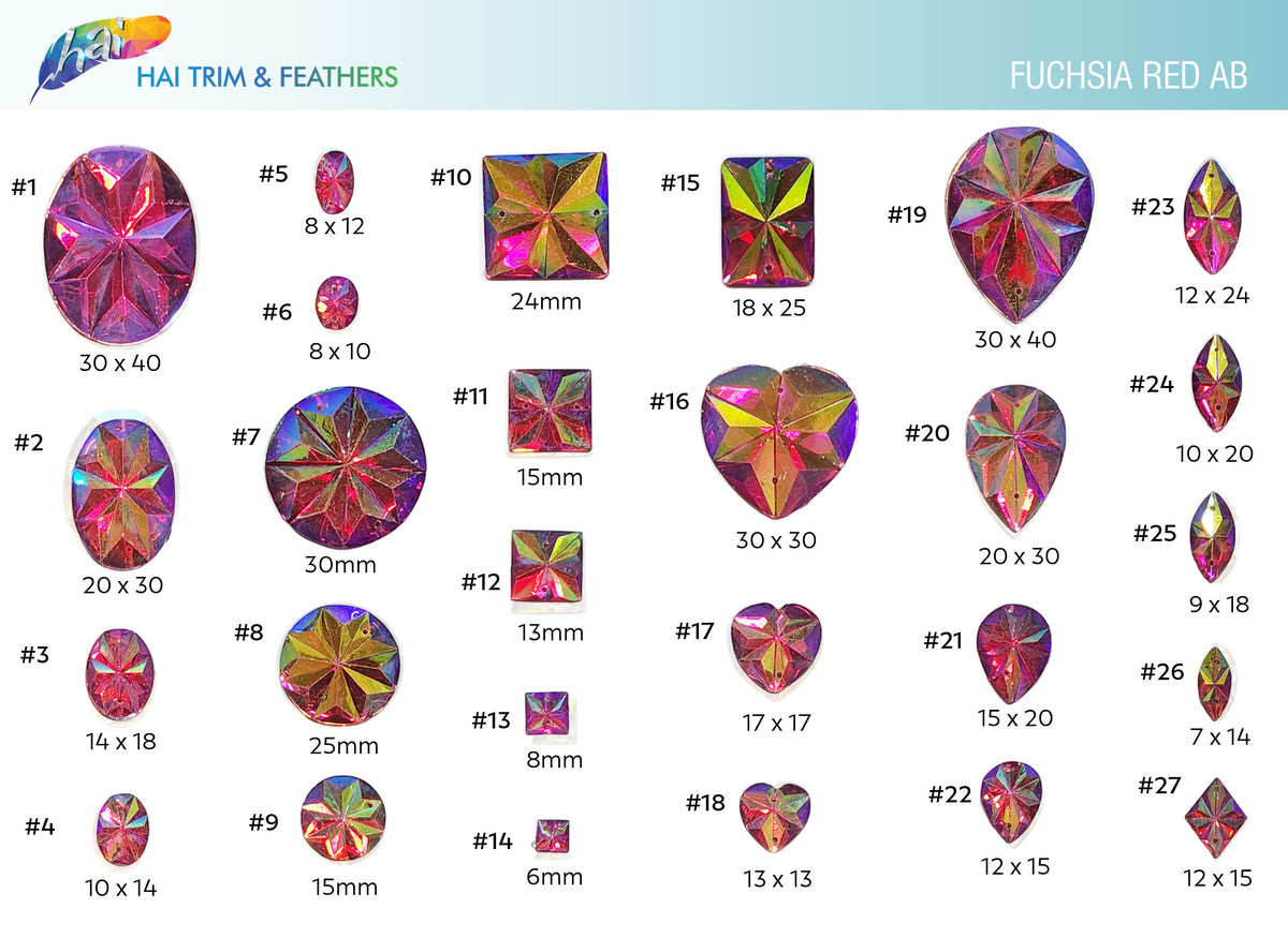 Fuchsia Red AB Carved Textured Resin Stones – Hai Trim & Feathers