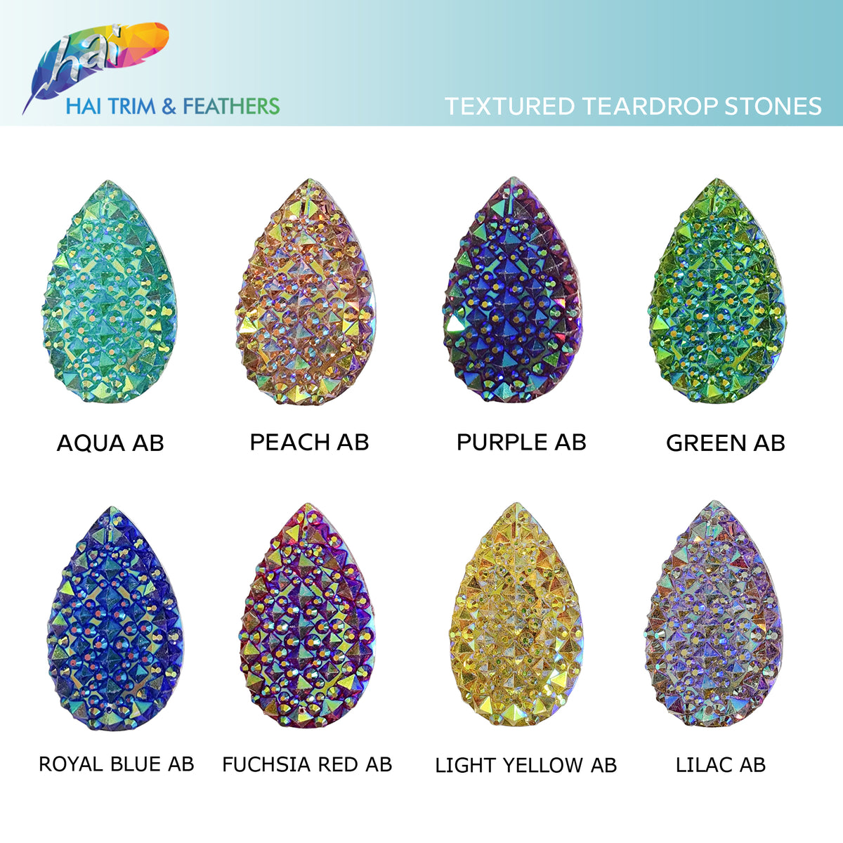 27x47mm Textured Teardrop Color AB Resin Stones (4 pieces) – Hai Trim ...