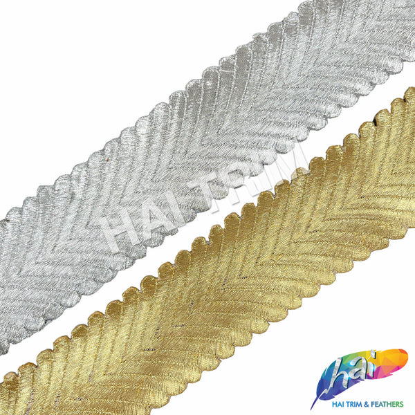 1 3/4" Metallic Herringbone Embroidered Trim, EMB-003 – Hai Trim & Feathers