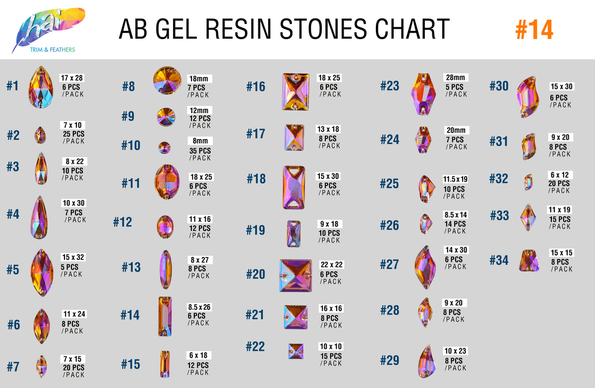 Orange AB Gel Resin Stones, #14 – Hai Trim & Feathers