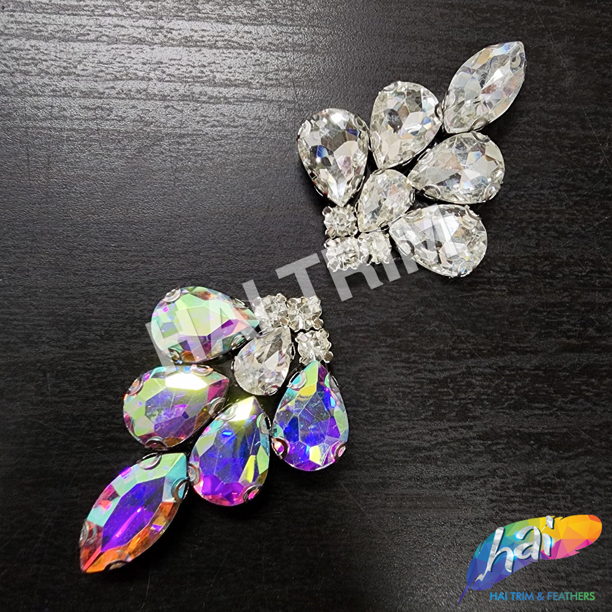 Crystal Pendant Motif Rhinestone Iron On Applique, IA-074 – Hai Trim ...