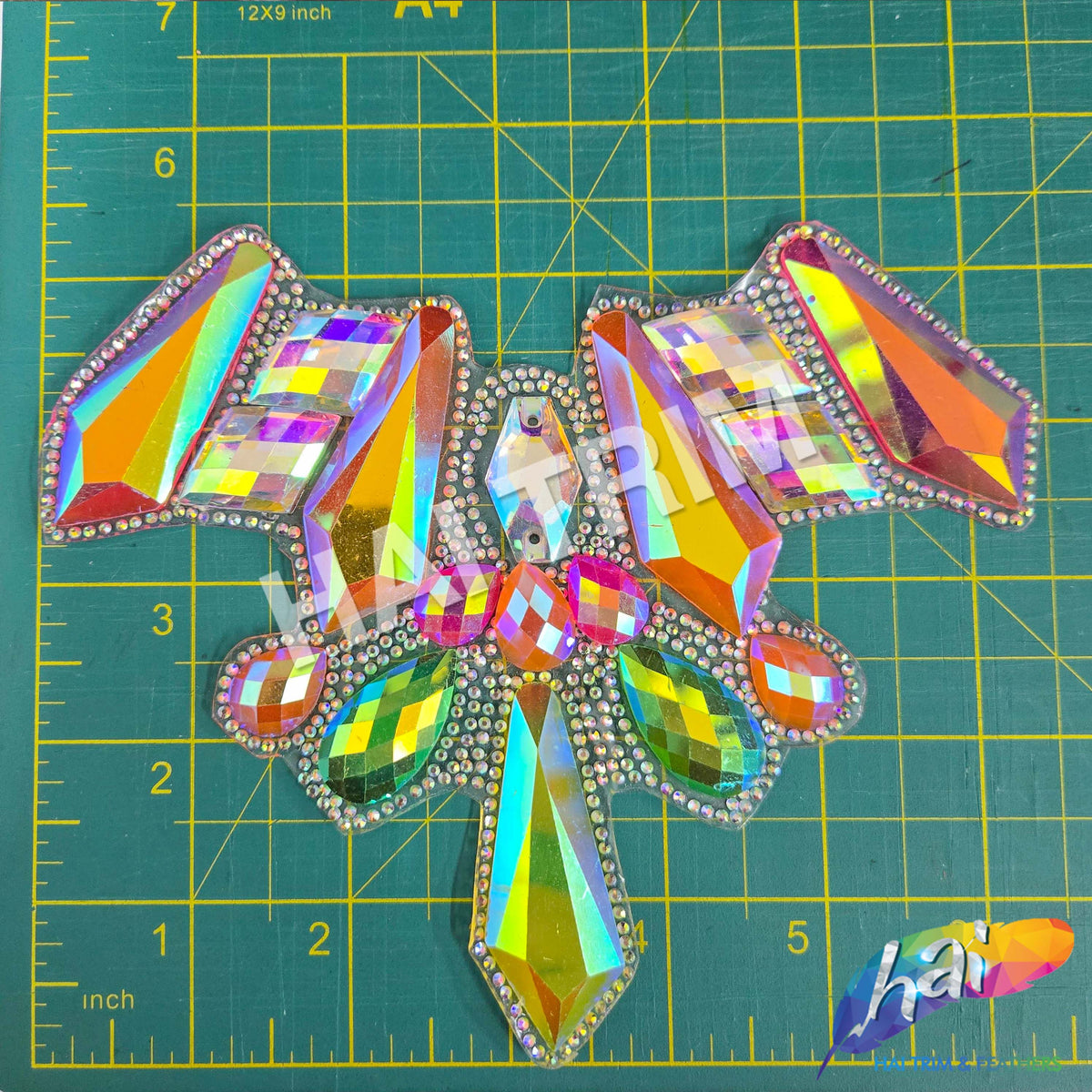 Multicolor Neon Gel-Back Rhinestone Iron On Applique, IRA-117 Neon ...