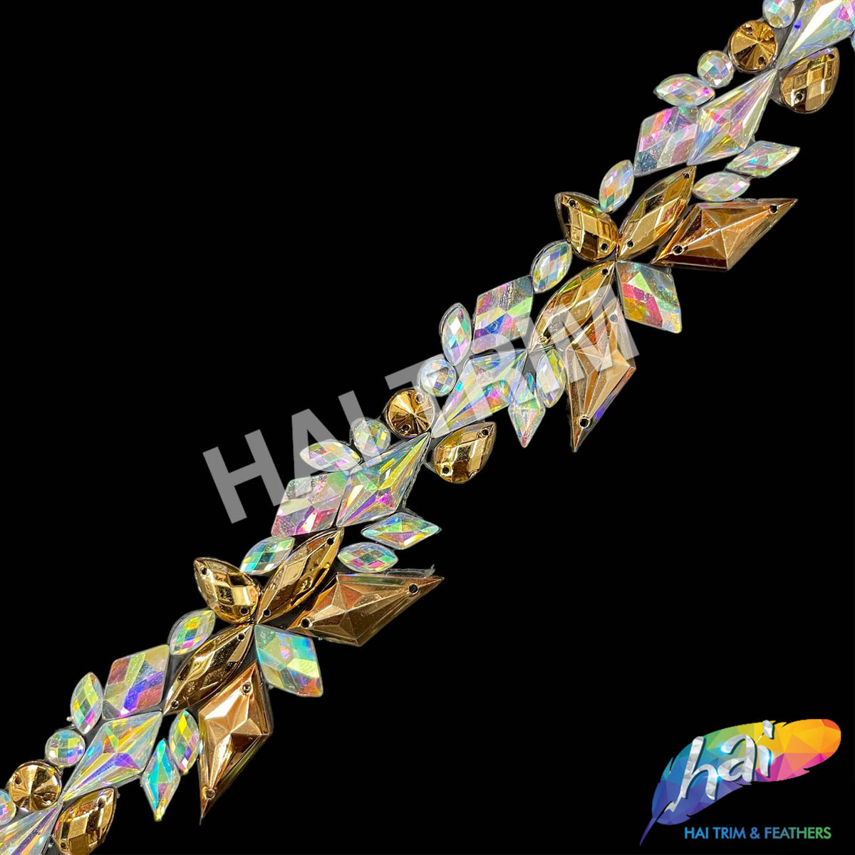 1" Crystal AB/Light Gold Spike Resin Stone Iron On Trim, IRT-183 – Hai ...