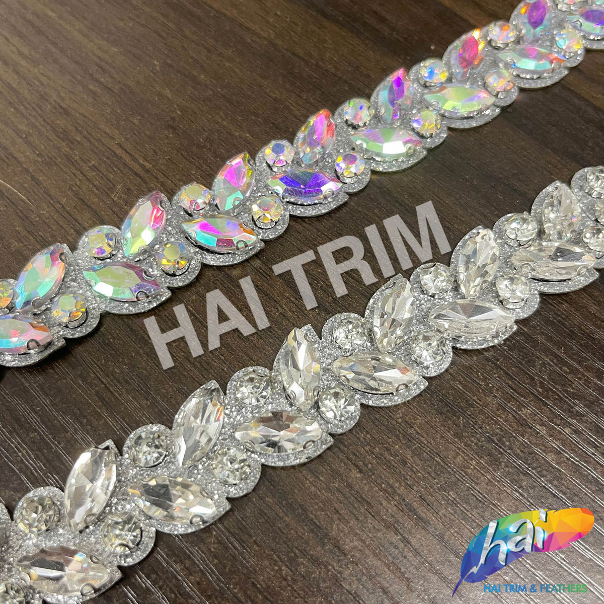 3/4" Crystal Jewel Motif Rhinestone Iron On Trim, IRT-195 – Hai Trim ...