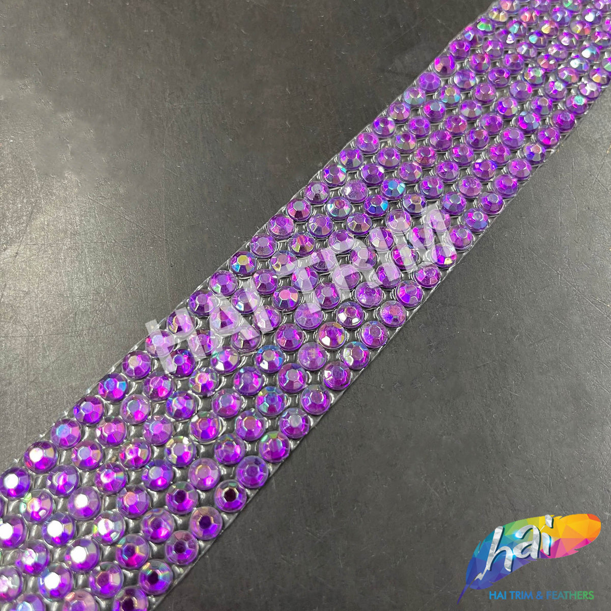 1 1/4" 6-row Purple AB Acrylic Rhinestone Iron On Trim, IRT-213 – Hai ...
