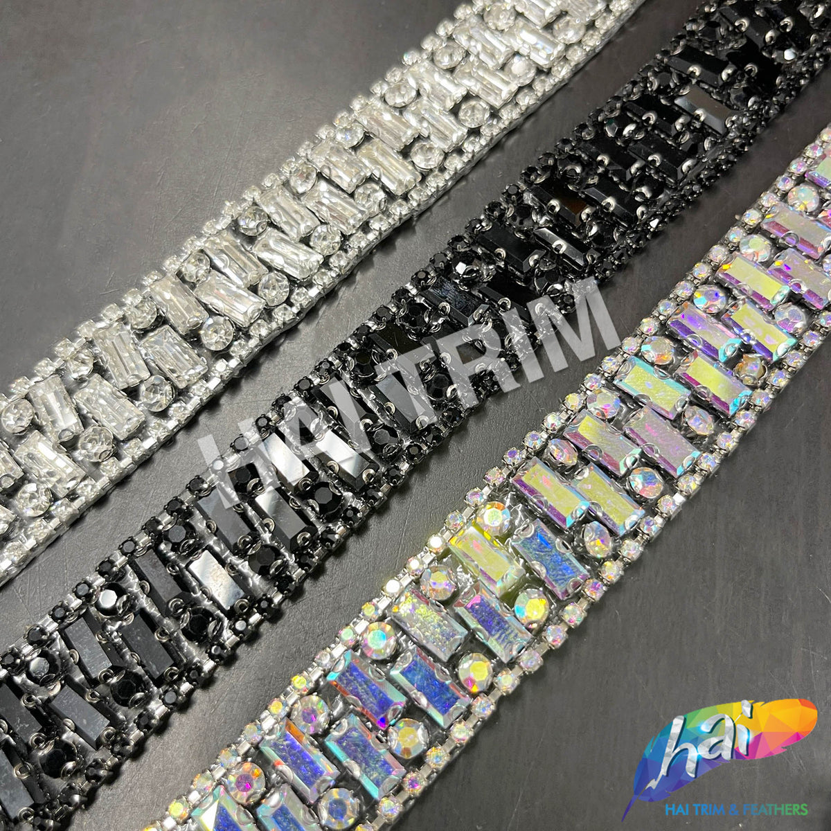 7/8" Crystal Jewel Rhinestone Iron On Trim, IRT-215 – Hai Trim & Feathers