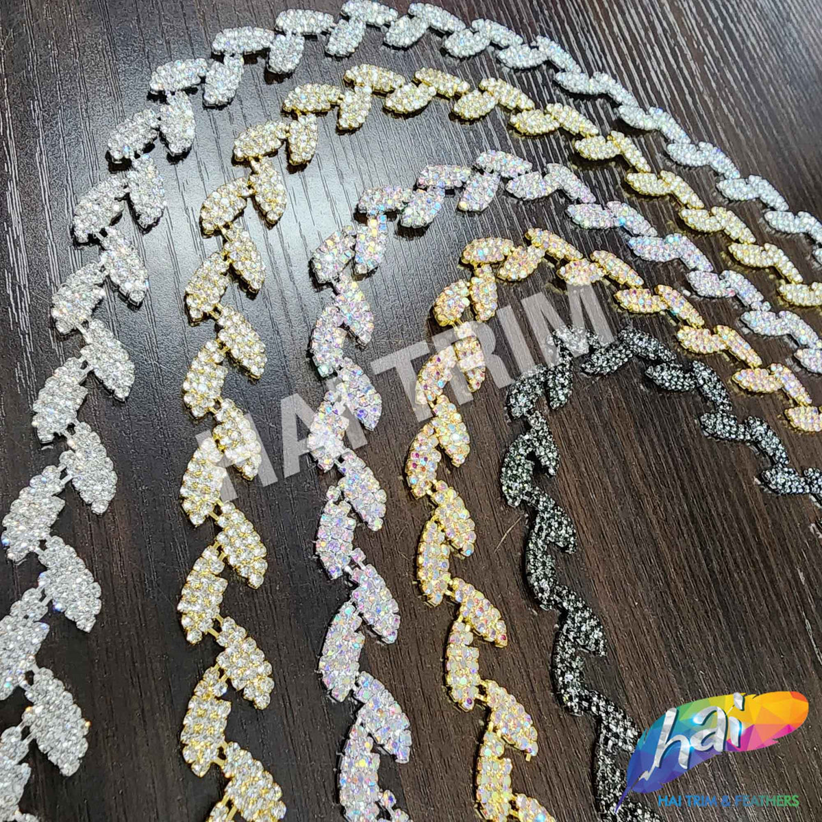 3/4" Crystal Rhinestone Leaf Trim, RT-022 – Hai Trim & Feathers