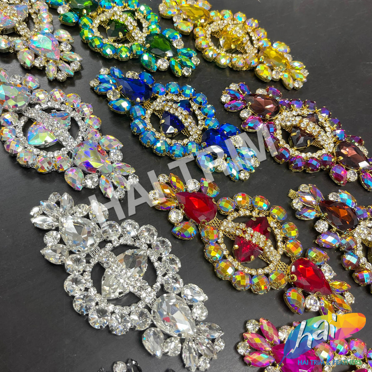 SALE! Fancy Colored Rhinestone Motif Applique on Metal Setting, YH-106 ...