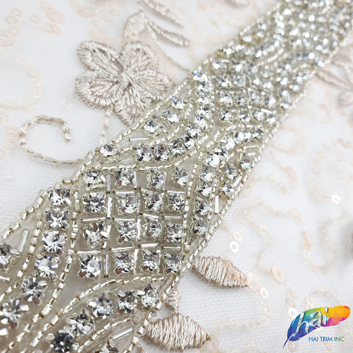 1 1/4” Beaded Rhinestone Trim (sold by yard piece), BRT-033 – Hai Trim ...