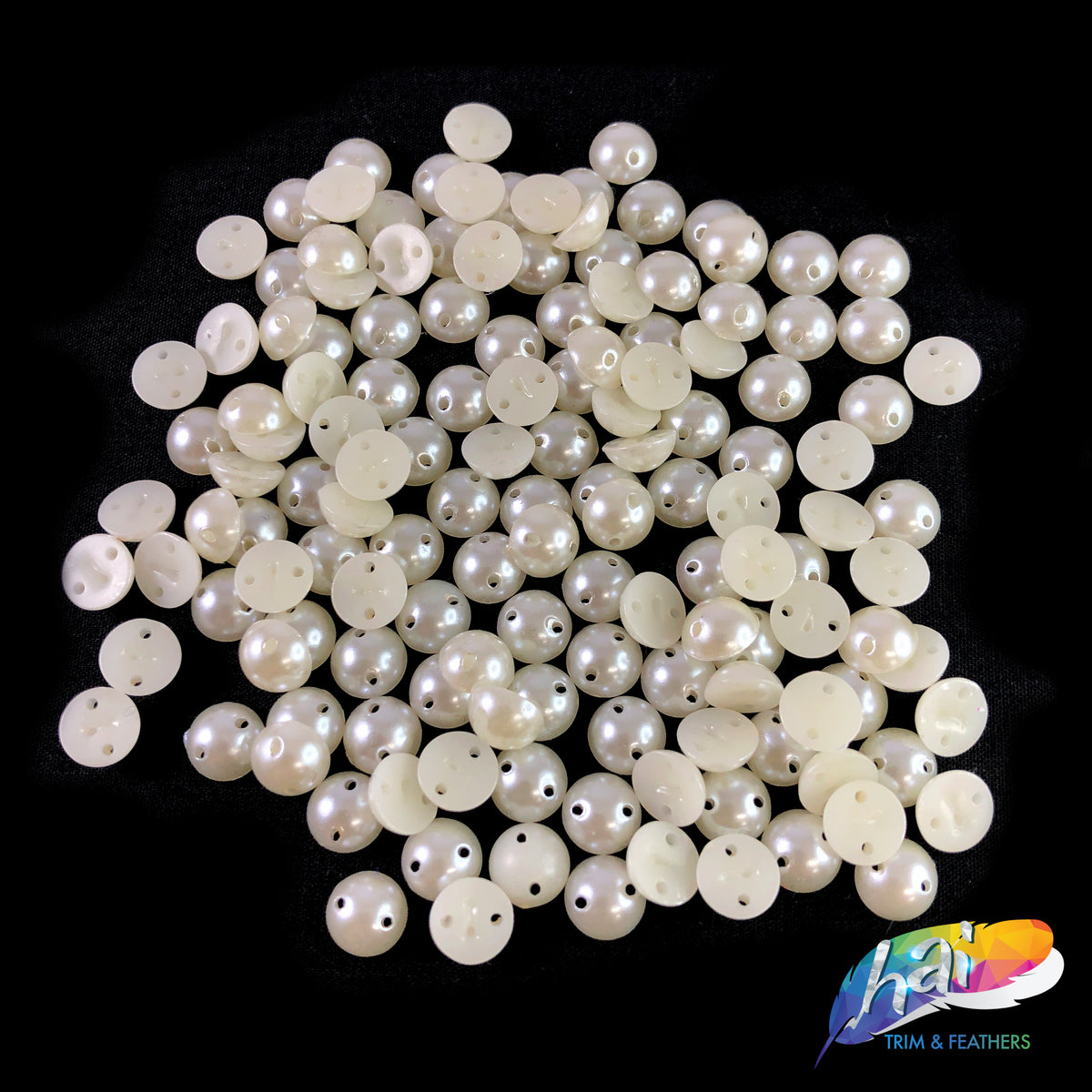 8mm Ivory Flatback Sew On Pearls – Hai Trim & Feathers