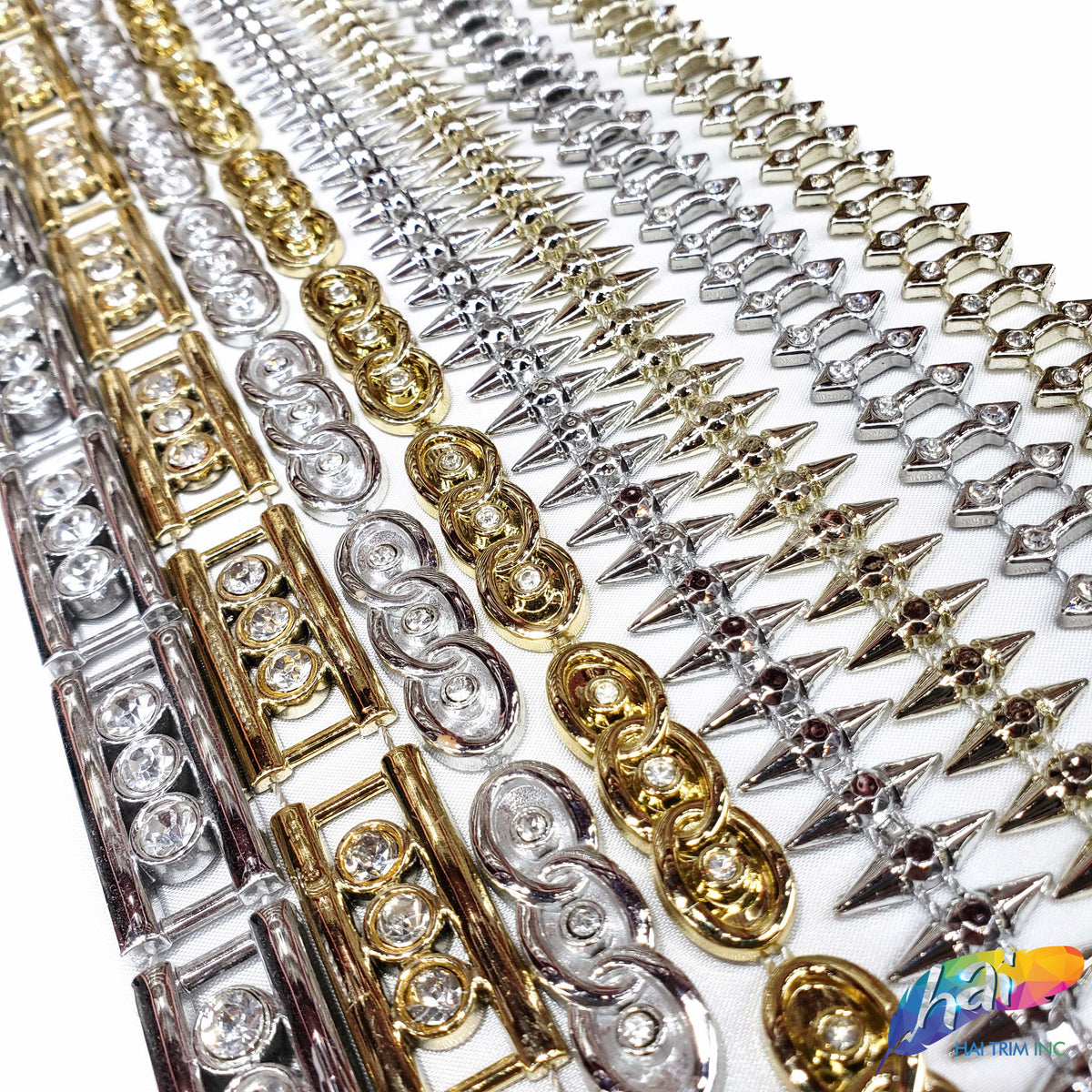 1/2" Spiral Plastic Stud Trim w/ Rhinestones, PST-010 – Hai Trim & Feathers