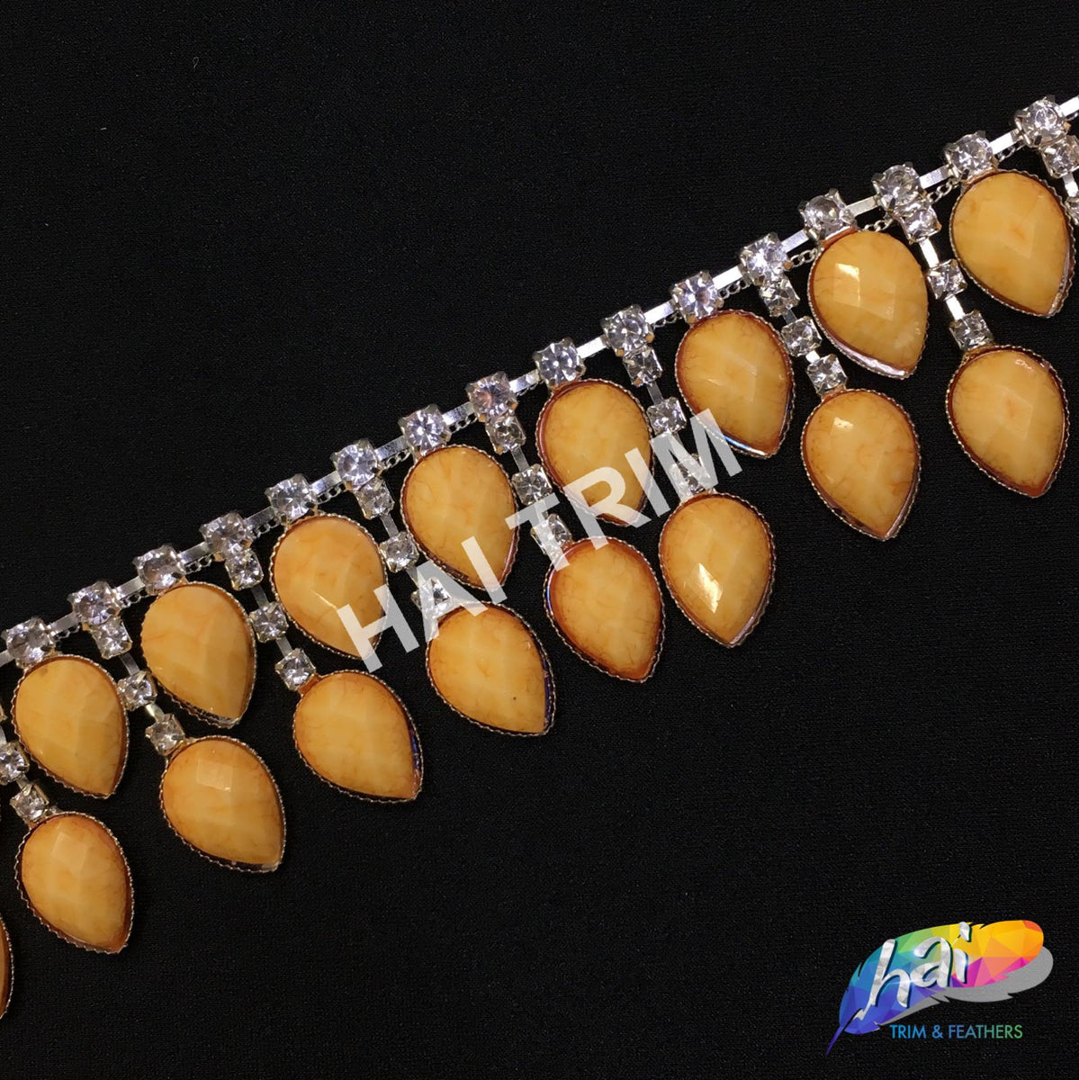 SALE! 1 1/4" 2-row Dangling Matte Color Teardrop Rhinestone Trim Fring ...