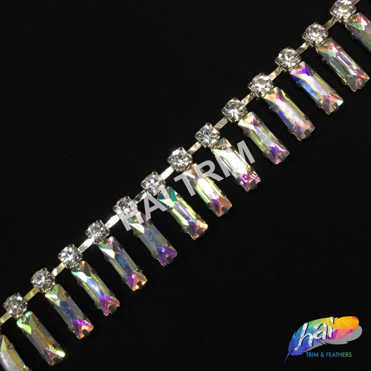 SALE! 3/4" Color AB Dangling Rectangle Stone Trim, ACR-017 – Hai Trim ...
