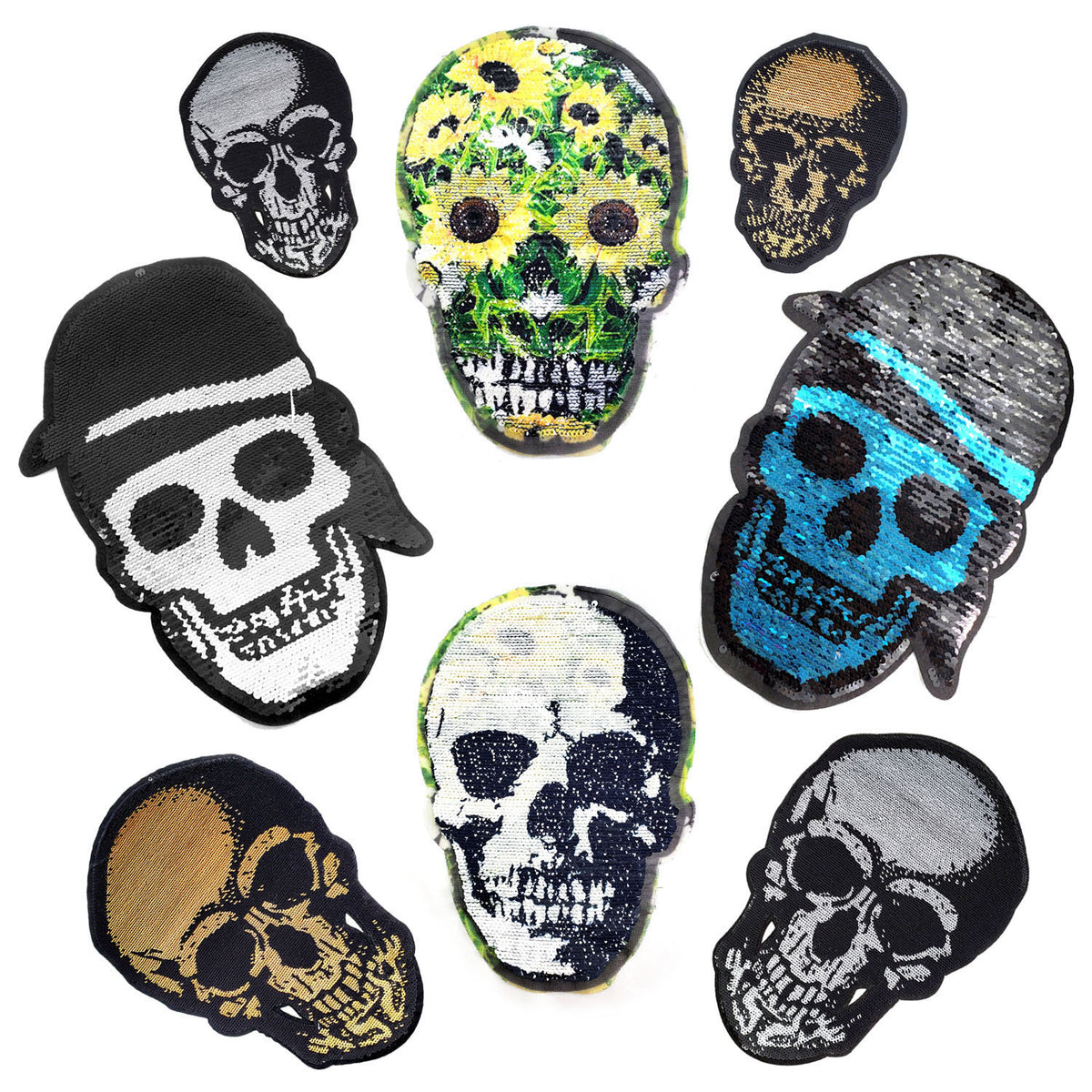 Gold Metallic Skull Sequins Applique, EMBA-016 – Hai Trim & Feathers